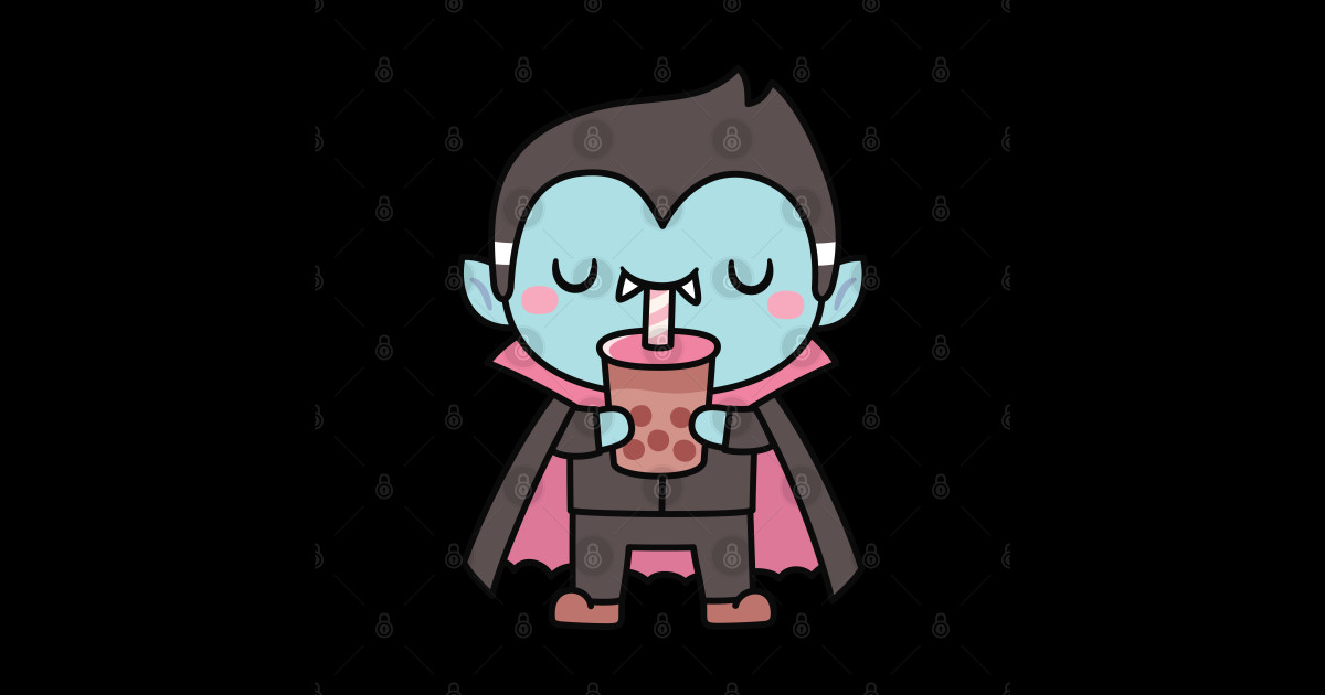 Cute Little Vampire Sucking Bubble Tea - Cute Vampire - Sticker | TeePublic
