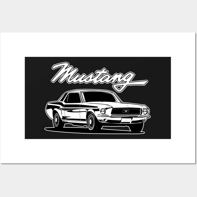 Ford Mustang first generation 1965 vintage cobra pony GT illustration ...