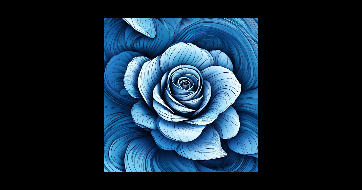 Blue Rose Line Art - Rose - Sticker | TeePublic