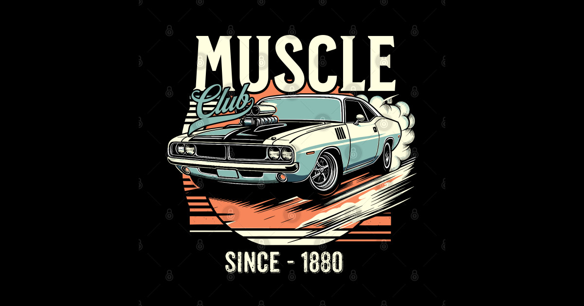 Vintage Muscle Car Print Funny illustration art - Car Vintage - Posters ...