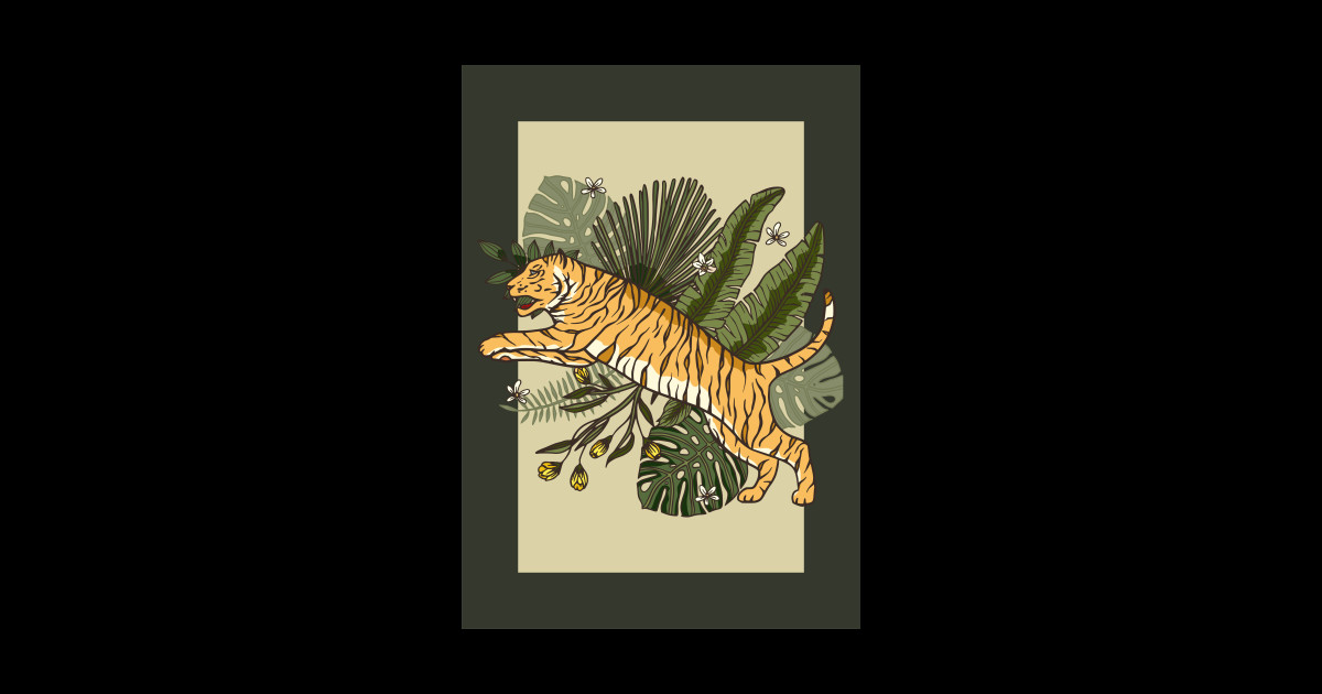Botanical Tiger - Tiger - Sticker | TeePublic