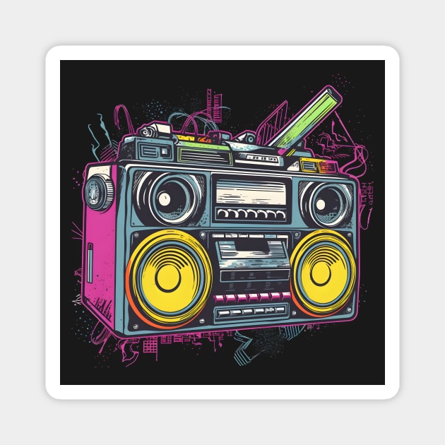 Ghetto Blaster Boom Box 80s Hip-Hop Stereo - Boombox - Magnet | TeePublic