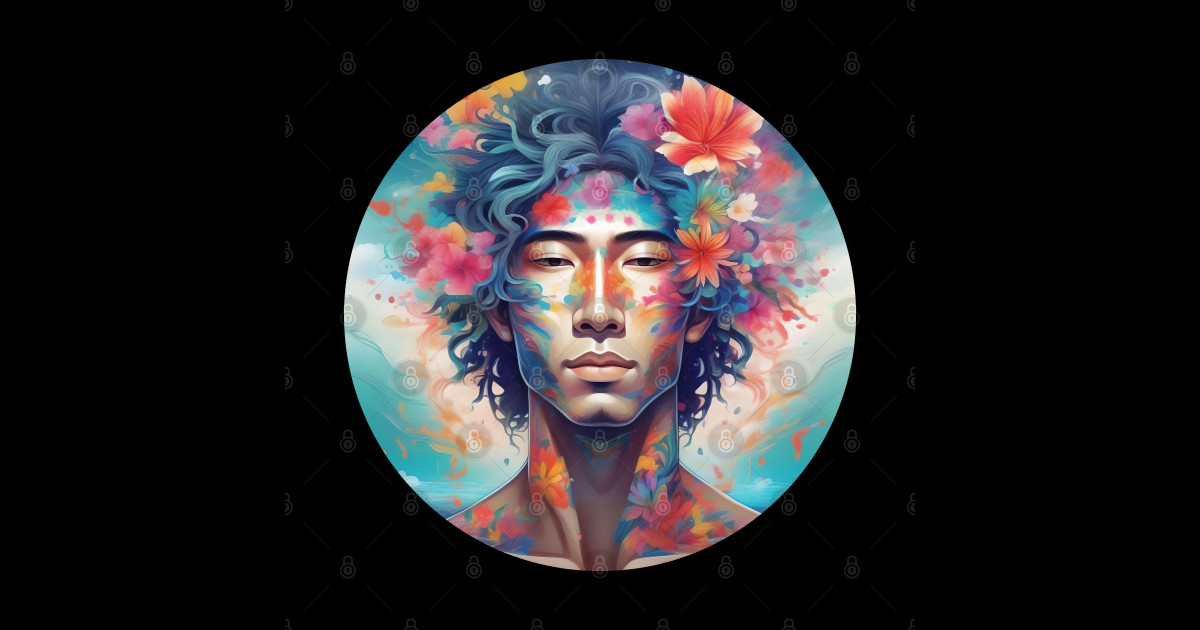 Vintage Flower Face - Floral Pattern - Sticker | TeePublic