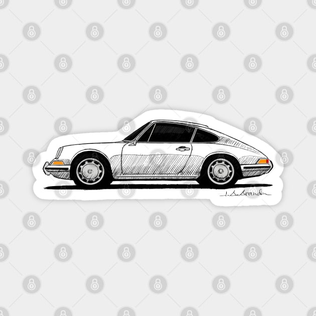 My drawing of the classic German coupe - Porsche - Magnet | TeePublic
