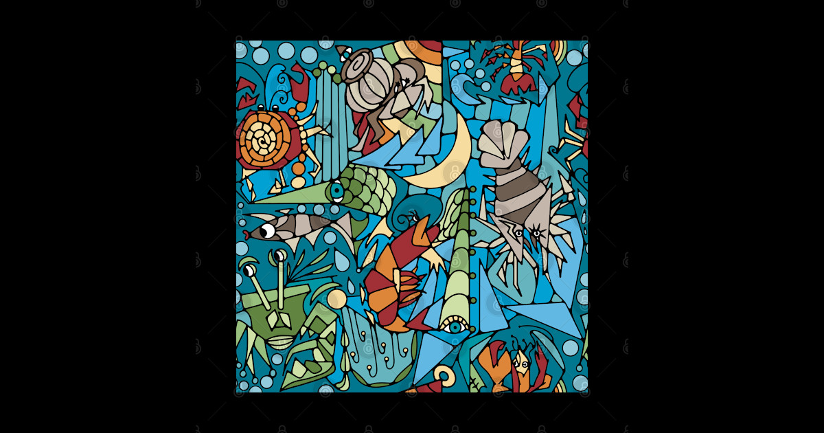 Cubist Crustacean Critters - Crustaceans - Sticker | TeePublic
