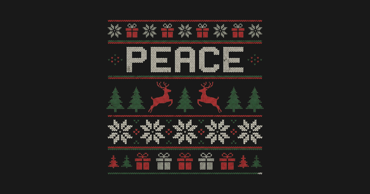 Ugly Christmas Sweater Peace Reindeer Tree Holiday Knitted Pattern ...
