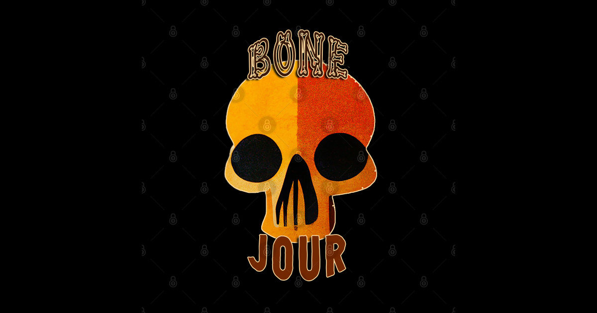 Bone Jour Skull - Bon Jour - Sticker | TeePublic