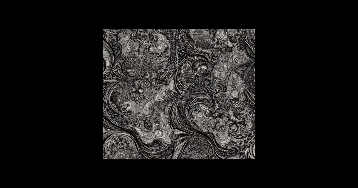 Abstract Dark Black and White Ornate Graphite Drawing - Pattern ...