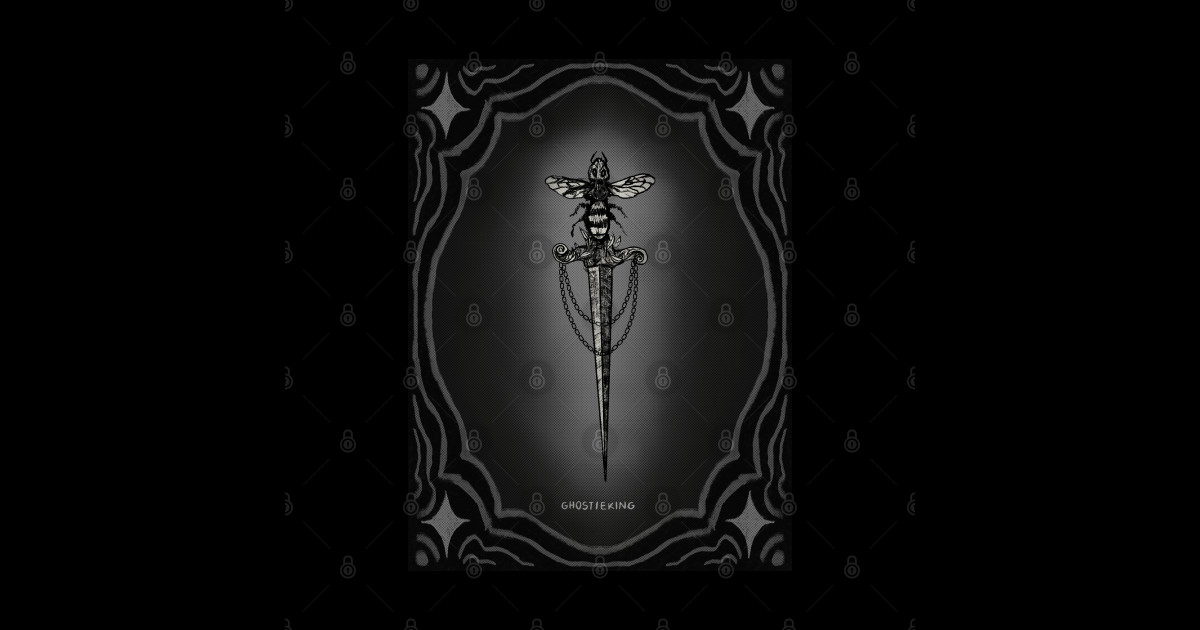 Bee Dagger | Black and White Version - Dagger - Sticker | TeePublic
