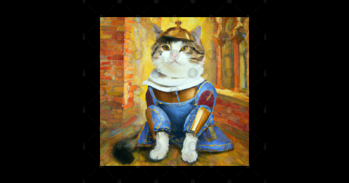 Vintage Sir Scratch-a-lot Painting - Cat - Sticker | TeePublic