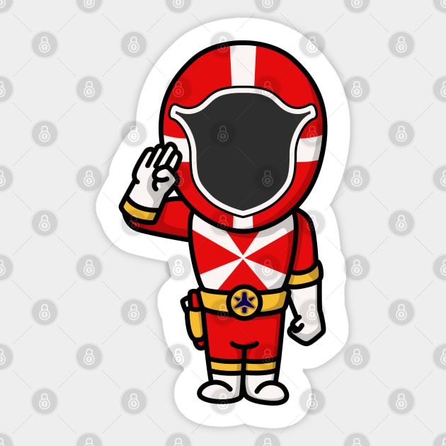 GoRed KyuKyu Sentai GoGoV Chibi Kawaii Style - Super Sentai - Sticker ...