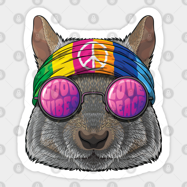 Hippie Squirrel Love Peace Sign 70s Hippie Animal - Hippie Squirrel ...