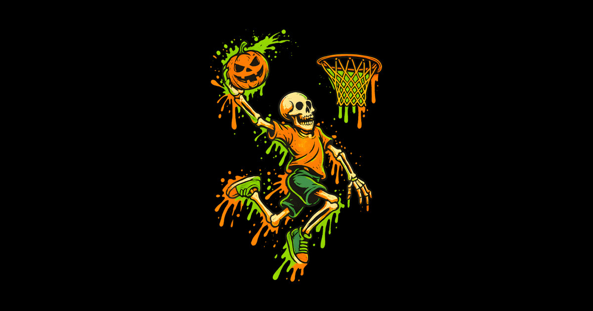 Spooky Basketball Halloween Skeleton Player - Halloween Basketball ...