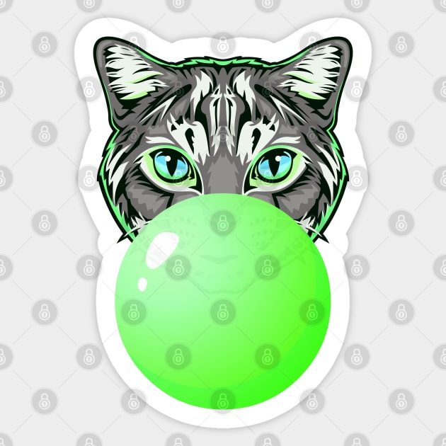 Green Bubblegum Cat - Bubblegum - Sticker | TeePublic