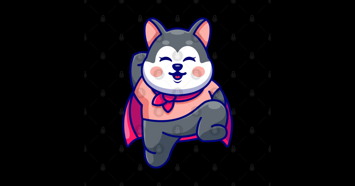 Cute super hero husky flying cartoon - Cartoon - Posters and Art Prints ...