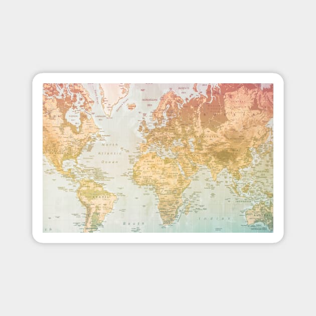 Pastel World Map - Pastel World Map - Magnet | TeePublic