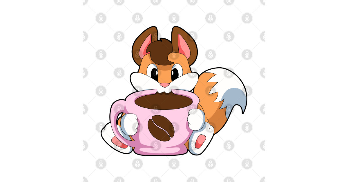 Fox with Cup of Coffee - Fox - T-Shirt | TeePublic