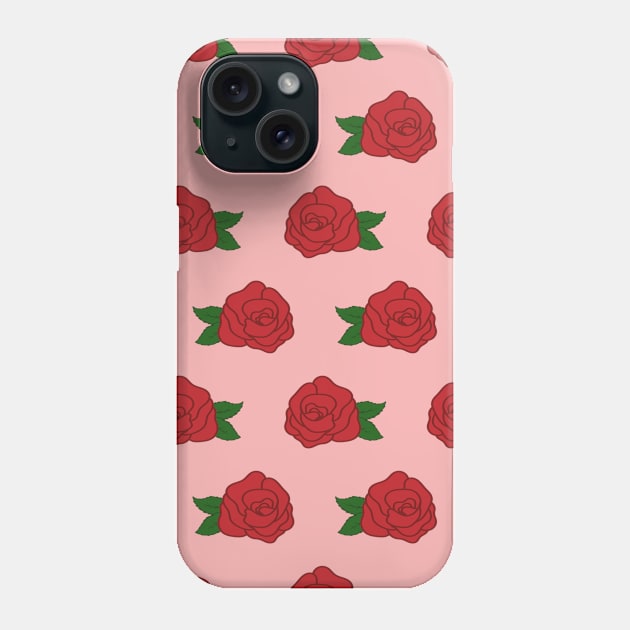 Red rose pattern - Rose - Phone Case | TeePublic