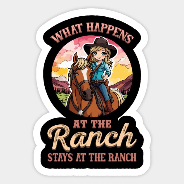 What Happens At The Ranch Stays At The Ranch - Horse - Sticker | TeePublic