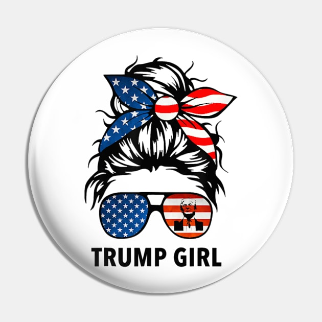 Trump Girl Messy Bun Trump 2024 Election American Flag - Trump Girl ...