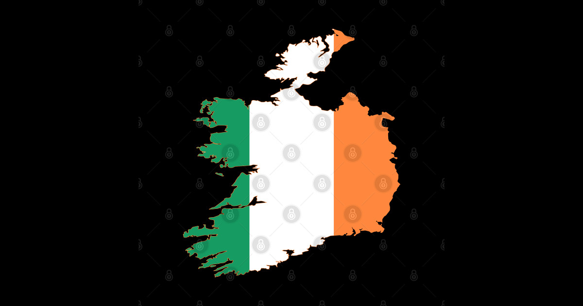 Ireland Rugby Fan Irish Tricolor Flag Map - Irish Rugby Union - Sticker ...
