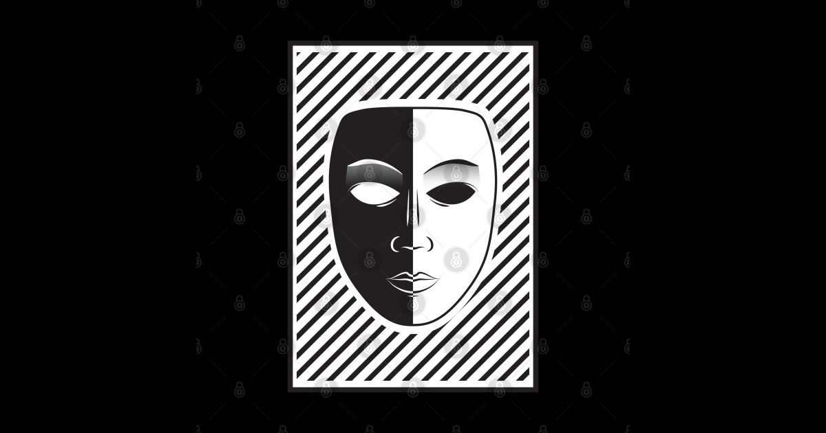 Black and White Mask - Black And White - Sticker | TeePublic