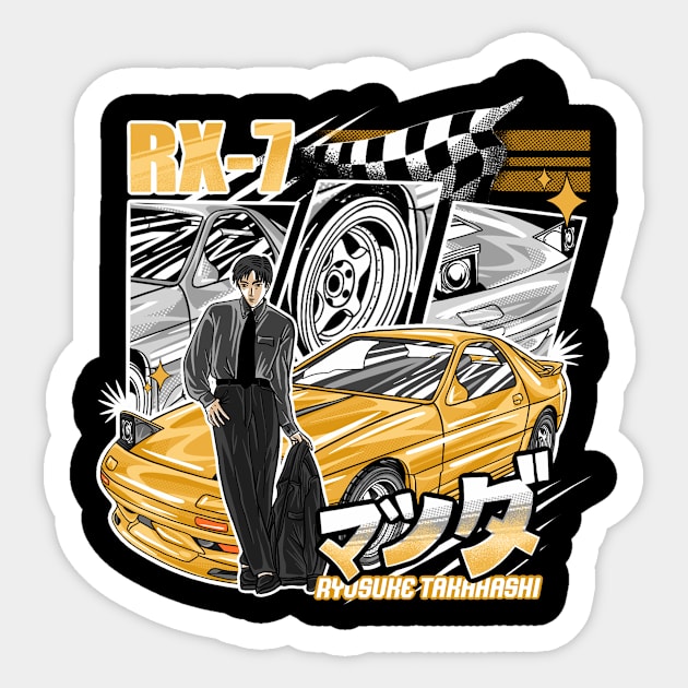 Car design RX-7 Mazda in anime Initial D - Anime Illustration Car ...