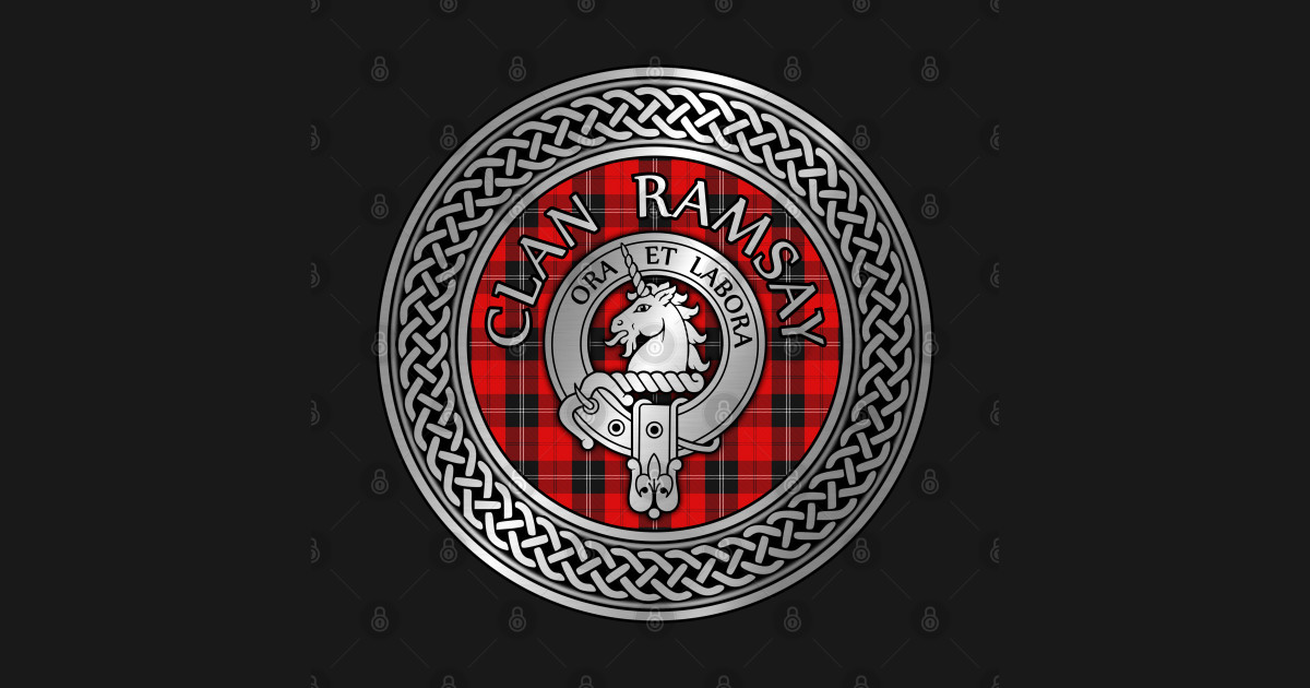 Clan Ramsay Crest & Tartan Knot - Ramsay - T-Shirt | TeePublic