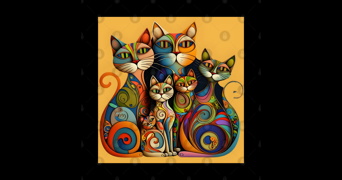 Psychedelic Cats - Psychedelic Cat - Sticker | TeePublic