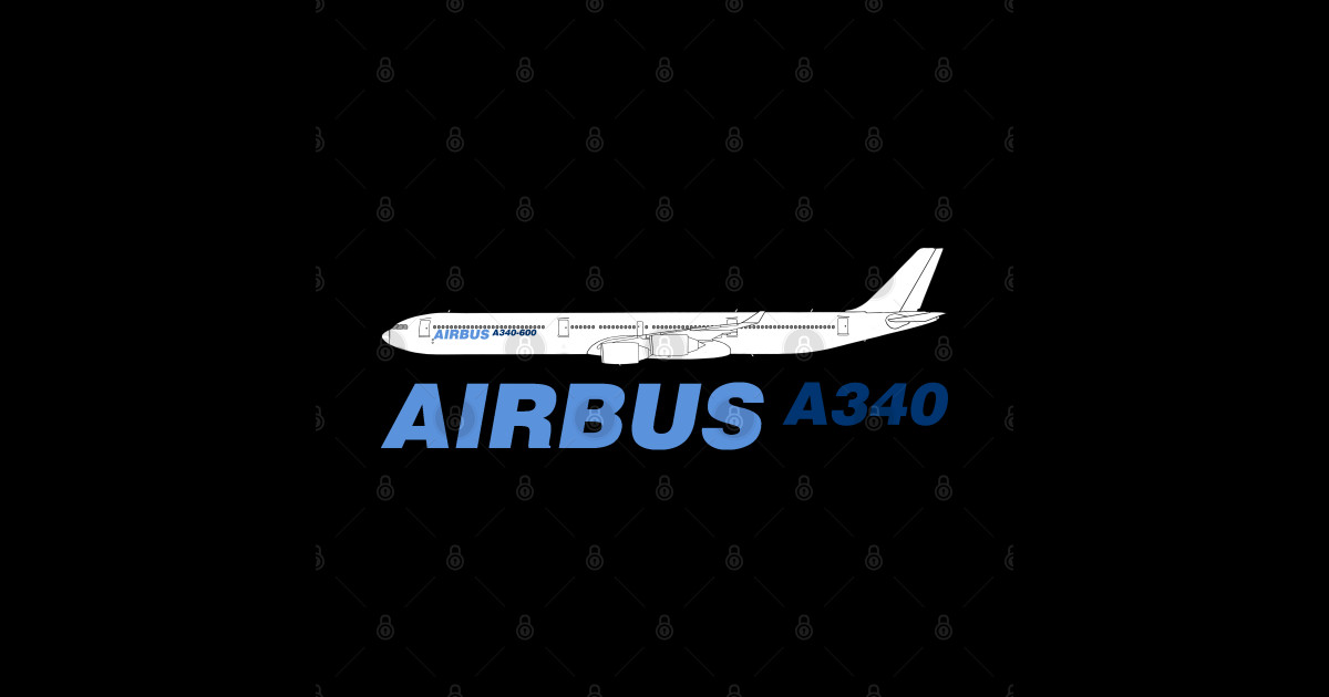 Airbus A340 Line Drawing - Airbus A340 Airplane - Sticker | TeePublic