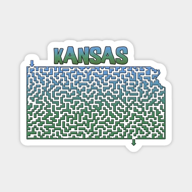 Kansas State Outline Maze & Labyrinth - Kansas - Magnet | TeePublic