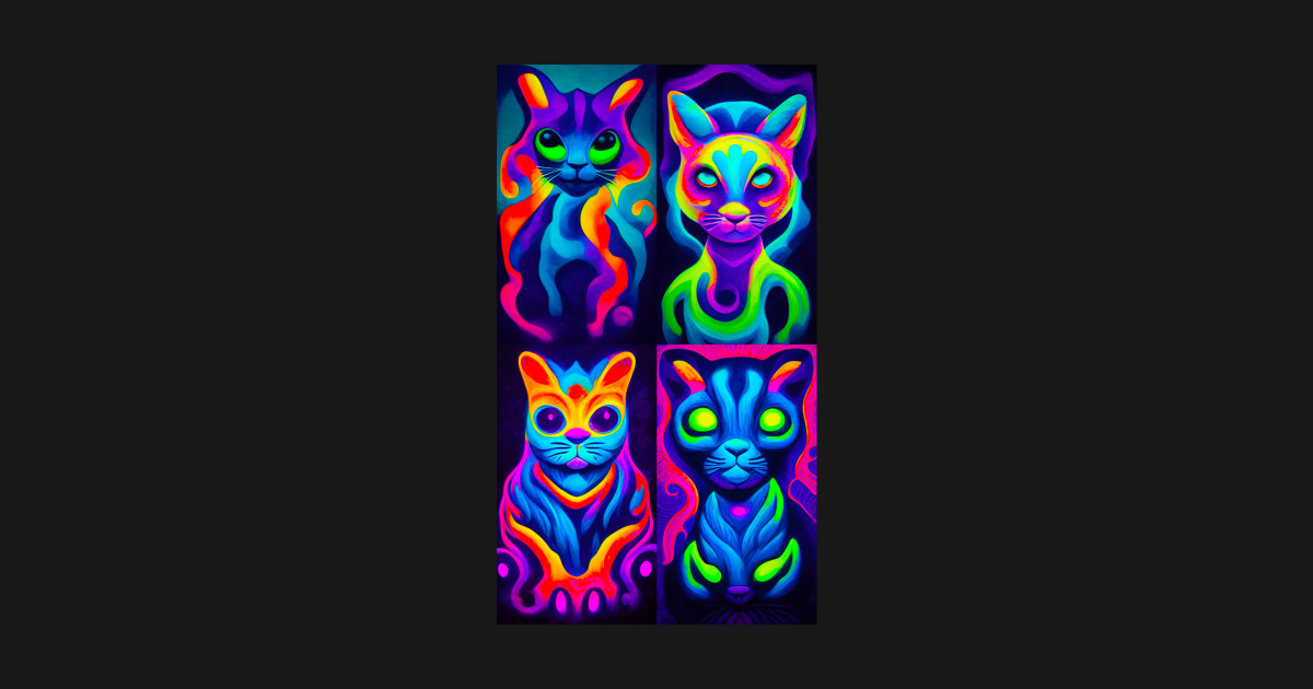 Psychedelic Trippy Cats - Psychedelic - T-Shirt | TeePublic