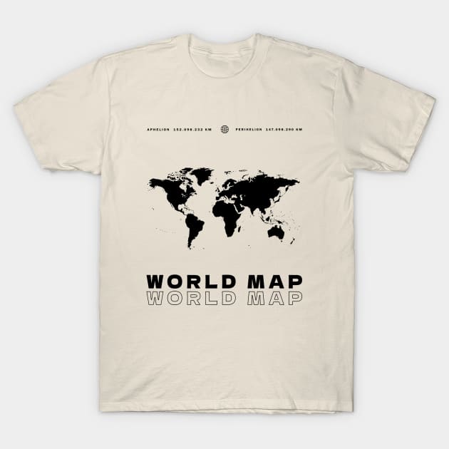 World Map v.1 Black - Maps - T-Shirt | TeePublic