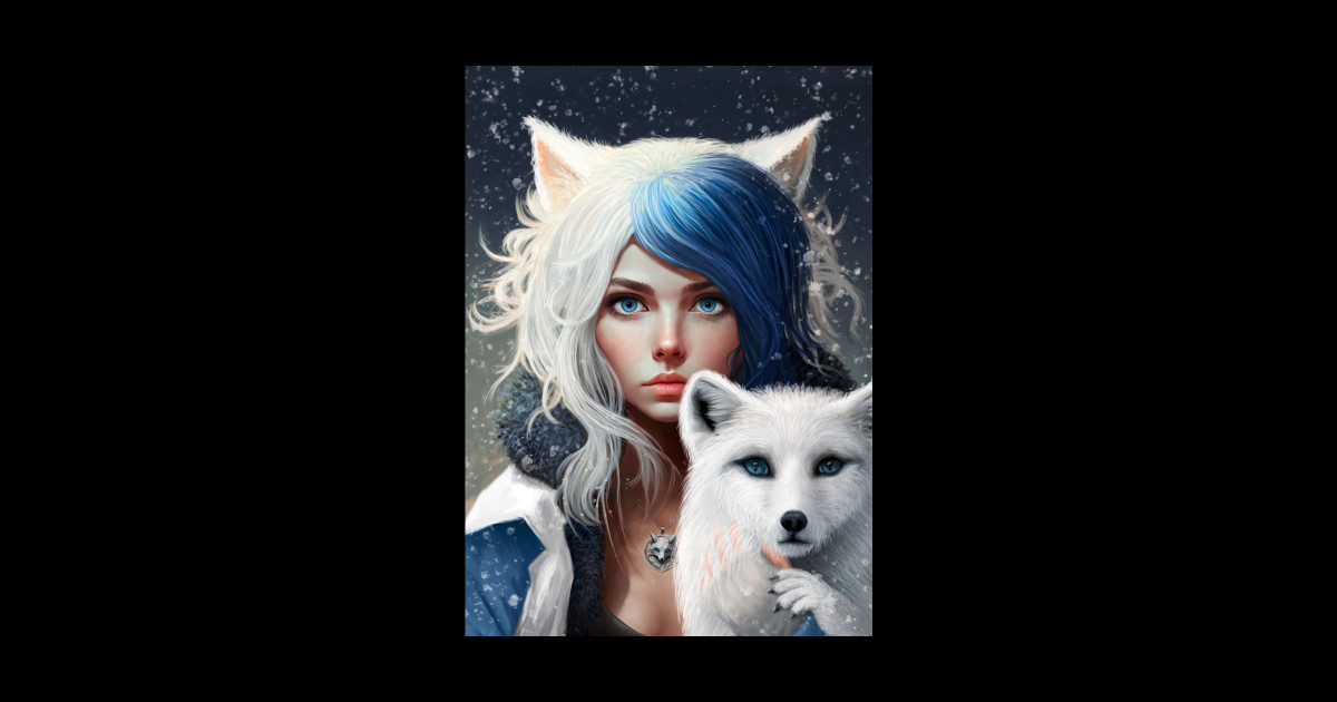 Adventure girl and arctic fox - Girl - Sticker | TeePublic