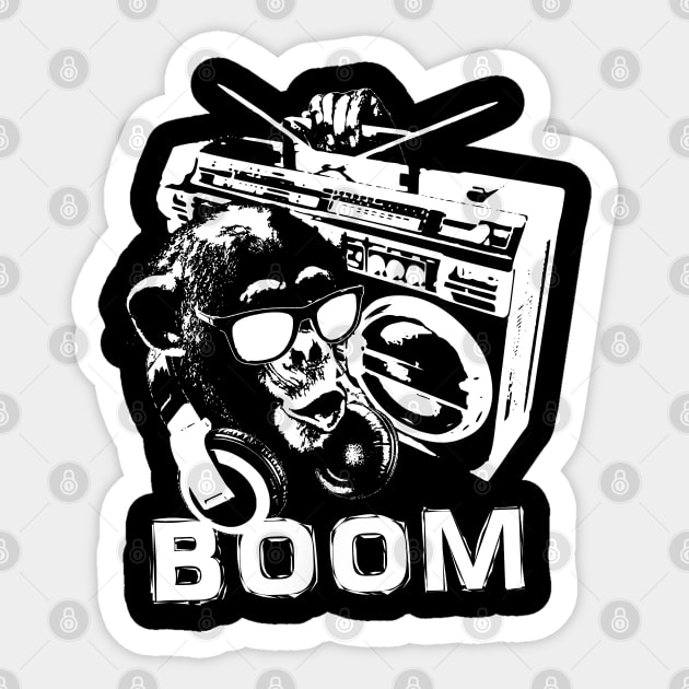 White Monkey Boombox - Boombox - Sticker | TeePublic