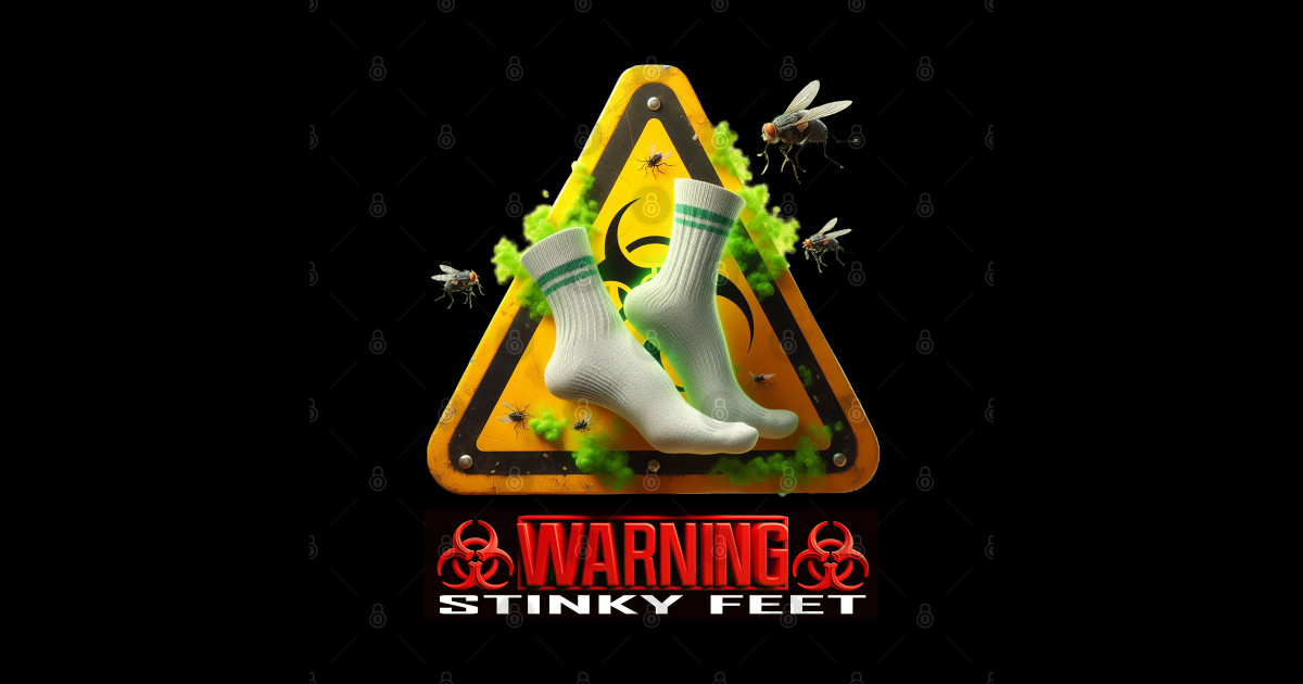 STINKY FEET - Warning Biohazard - Stinky Feet - Sticker | TeePublic