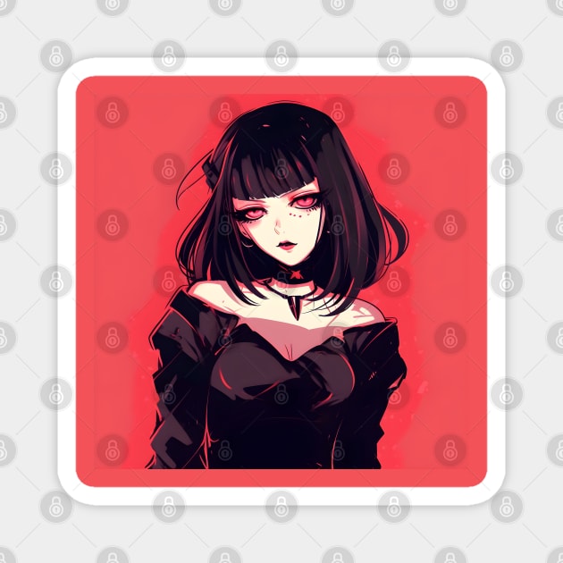 Gothic Anime Girl With In A Black Dress Gothic Magnet Teepublic