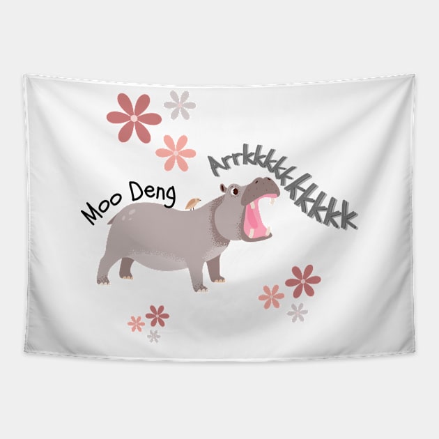 Moo Deng the cute pygmy hippopotamus - Hippopotamus - Tapestry | TeePublic