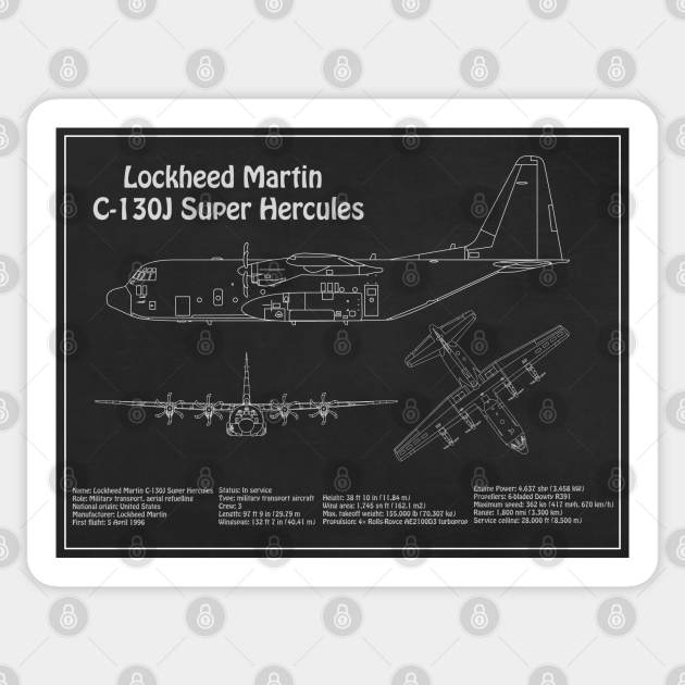 C-130 Hercules - Airplane Blueprint - PD - C 130 - Sticker | TeePublic
