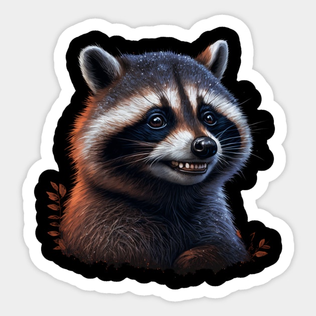 Raccoon smiles - Racoon - Sticker | TeePublic