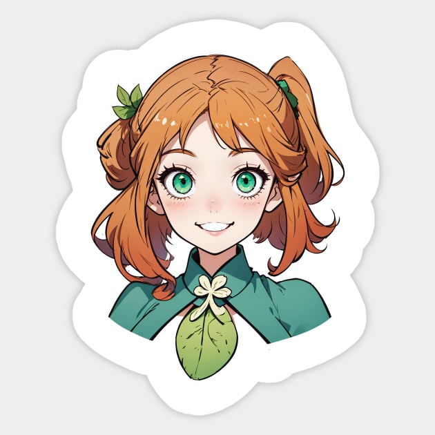 Cute happy anime girl in summer series - Anime Girls - Sticker | TeePublic