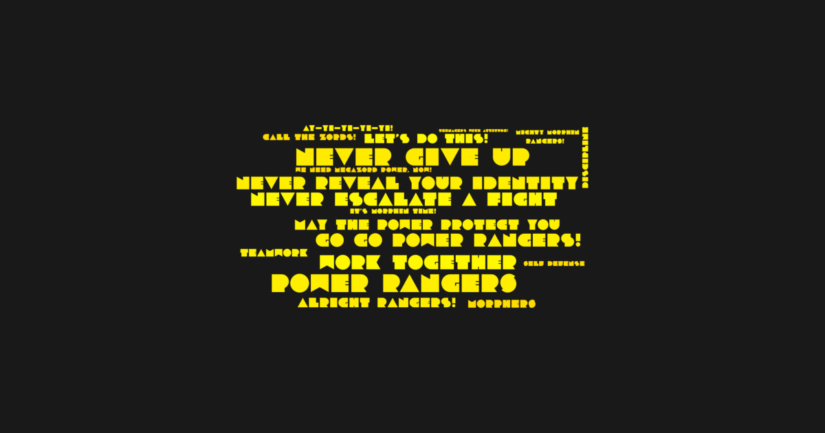 POWER RANGERS WORD CLOUD YELLOW - Power Rangers - T-Shirt | TeePublic