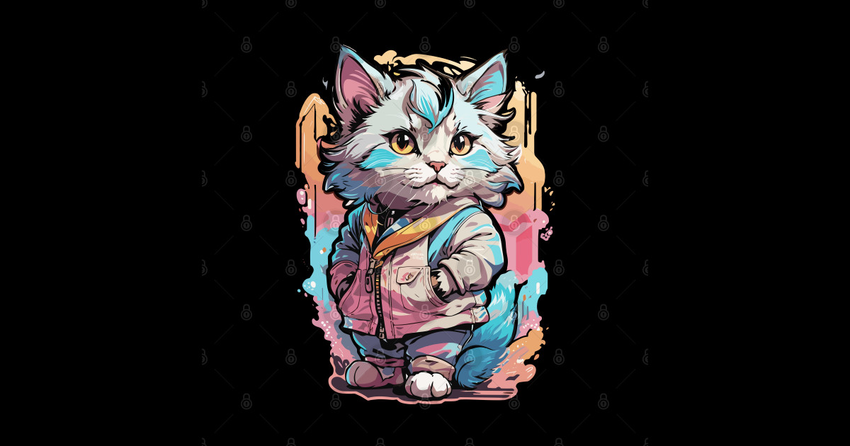 Cute Adorable Chibi Cat Design - Chibi Cat - Posters and Art Prints ...