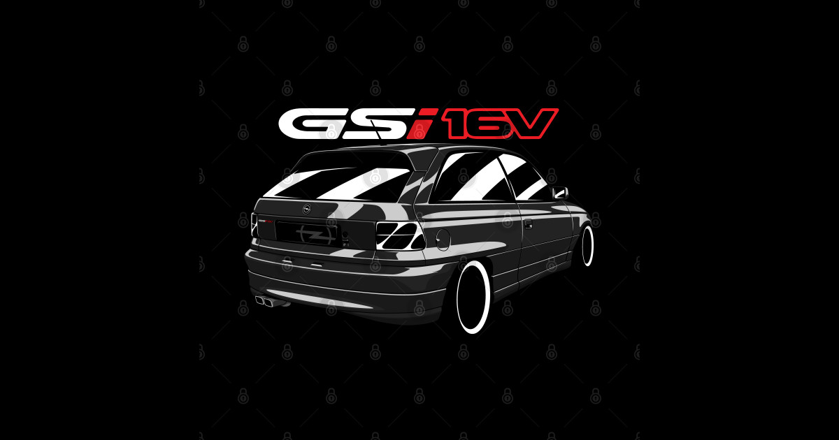 Black Opel Astra GSI - Astra - Sticker | TeePublic