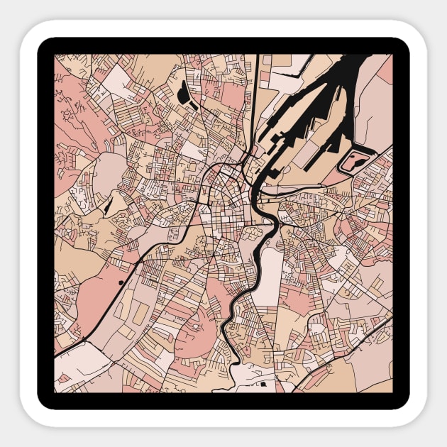 Belfast Map Pattern in Soft Pink Pastels - Belfast Map - Sticker ...
