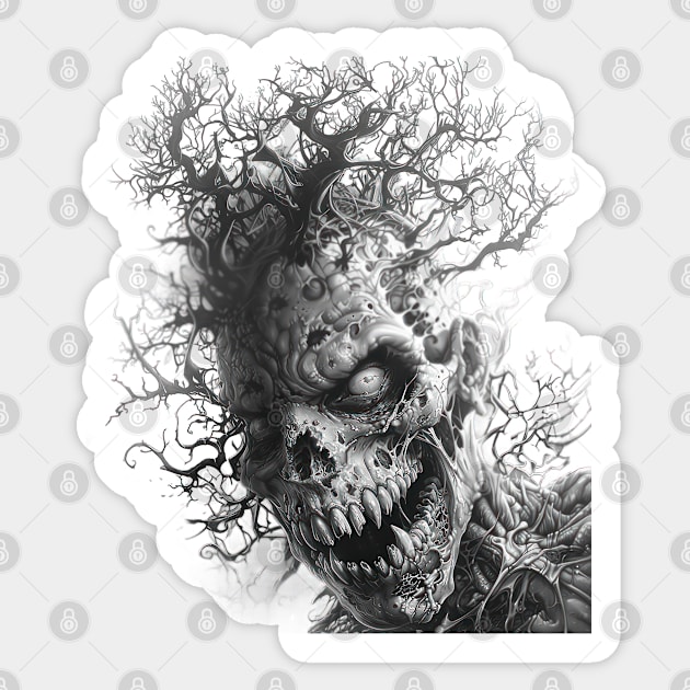 Macabre Skull Art - Zombie Apocalypse - Sticker | TeePublic