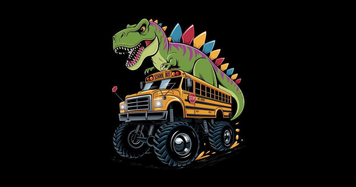 Dinosaur T-rex School Bus Driver - Dinosaur School - Sticker | TeePublic