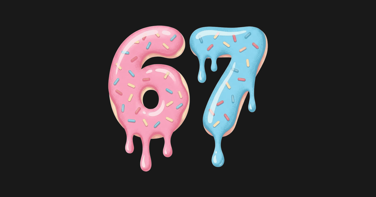 Six Seven Number Dripping Donut Frosting Sprinkles Viral Meme Art - Six ...