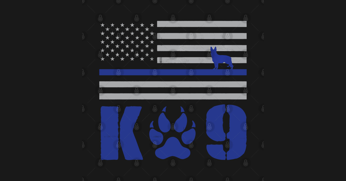 K9 Police Dog German Shepherd Paw Thin Blue Line Handler - K9 - T-Shirt ...