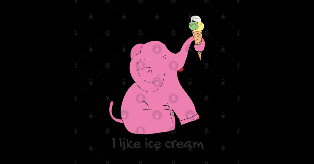 Pink Elephant - Ice Cream Lover - Sticker | TeePublic